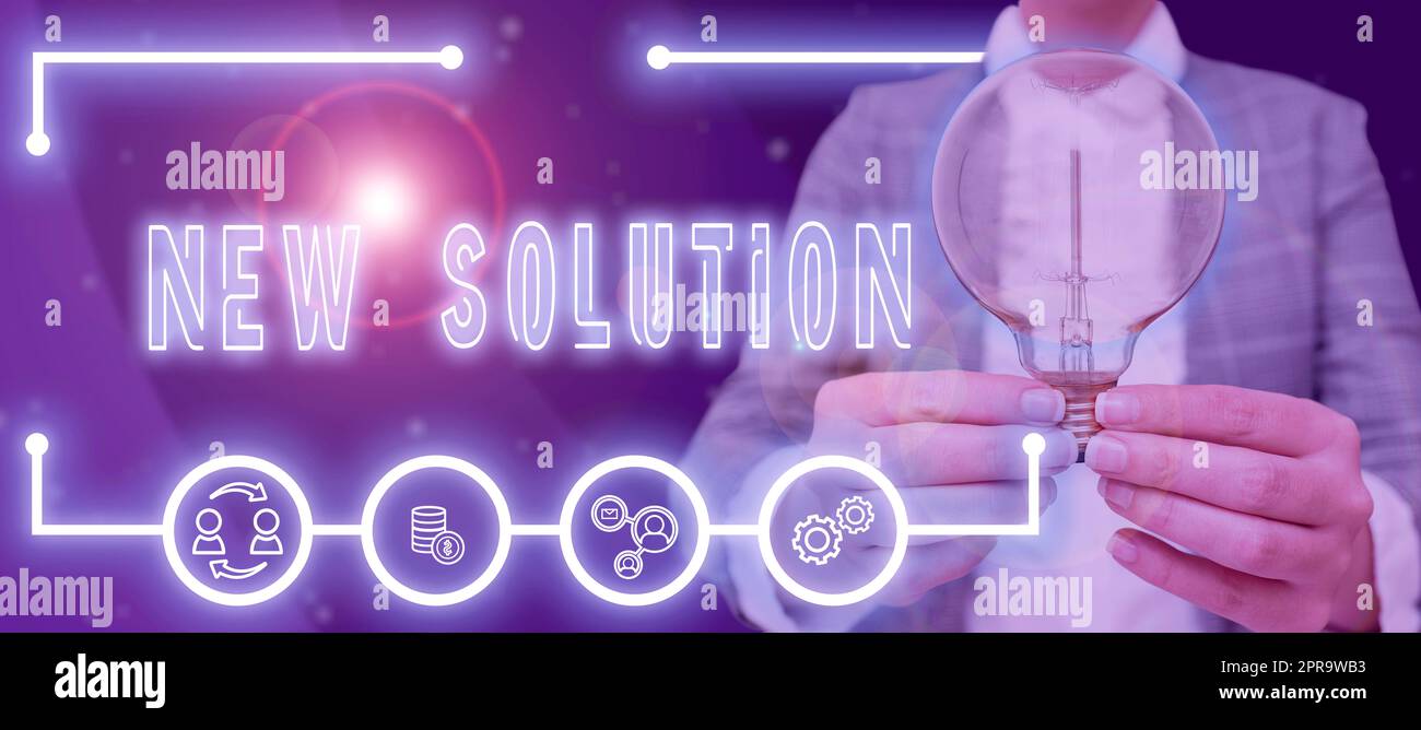 Sign displaying New Solution. Business showcase Modern Innovation ...