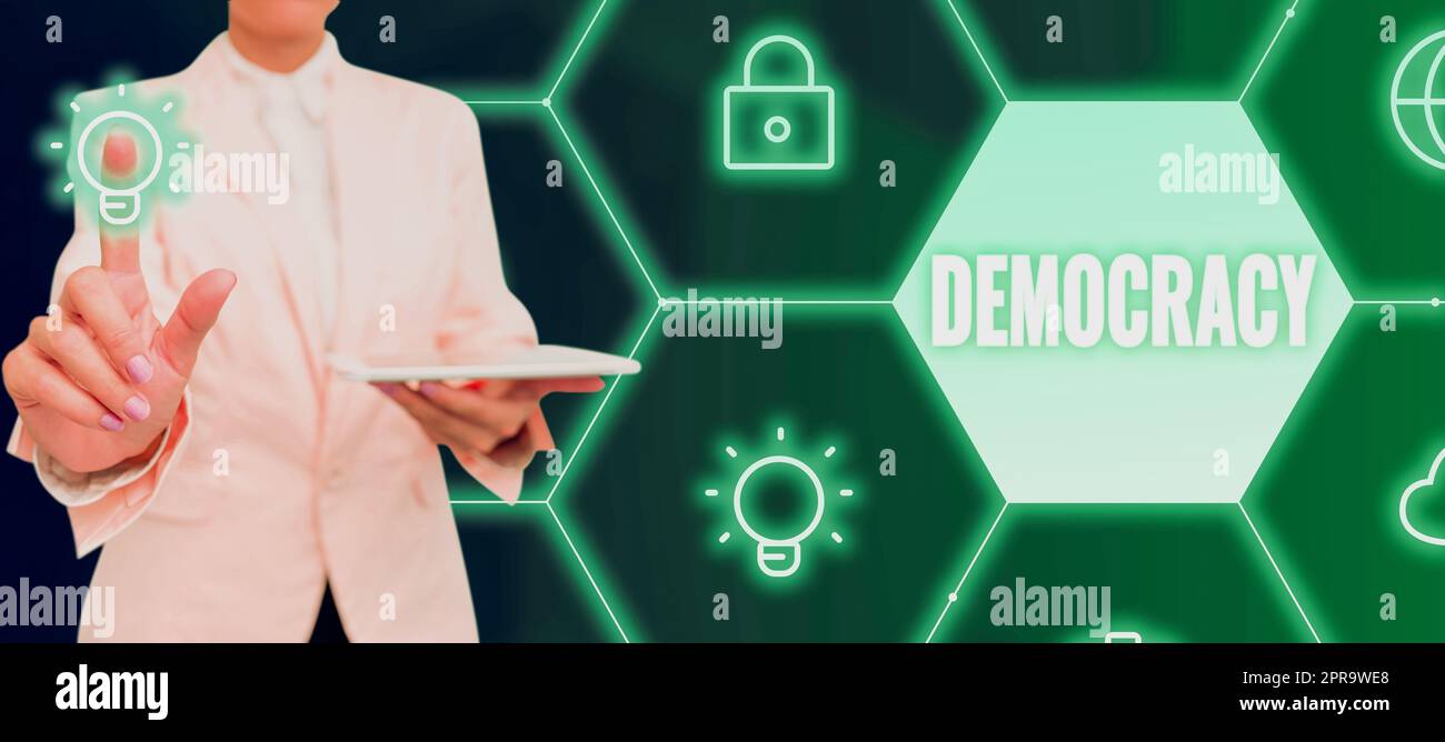 Text showing inspiration Demo Cracy. Word Written on freedom of the ...