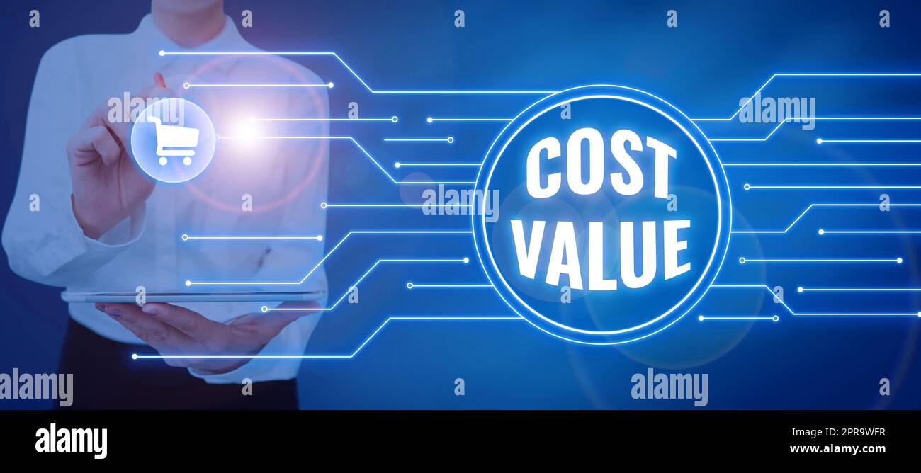 Writing displaying text Cost Value. Business overview The amount that ...