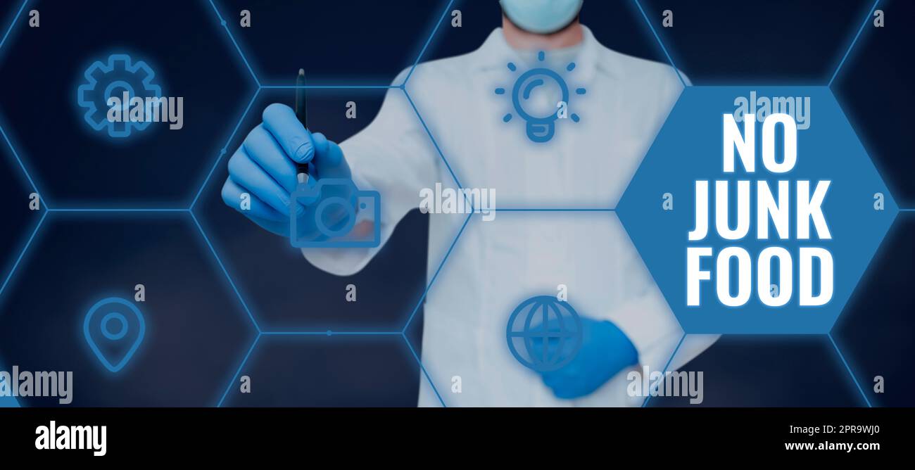 Inspiration showing sign No Junk Food. Internet Concept Stop eating ...