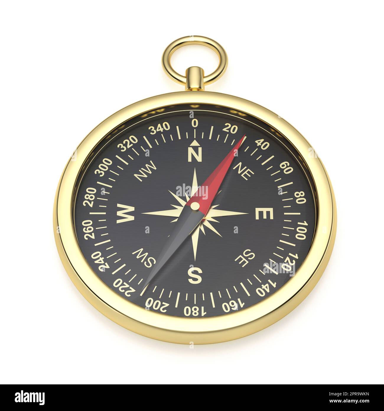 Golden compass on white background Stock Photo - Alamy