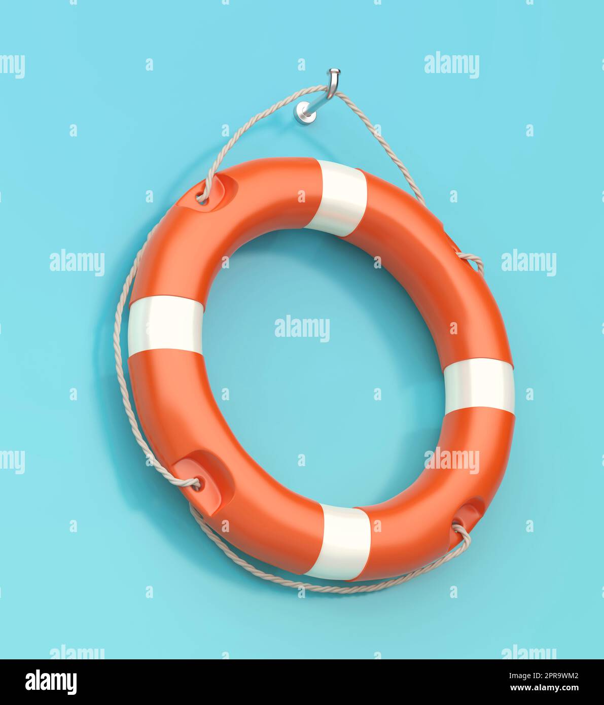 Orange lifebuoy ring hanged on a wall Stock Photo - Alamy