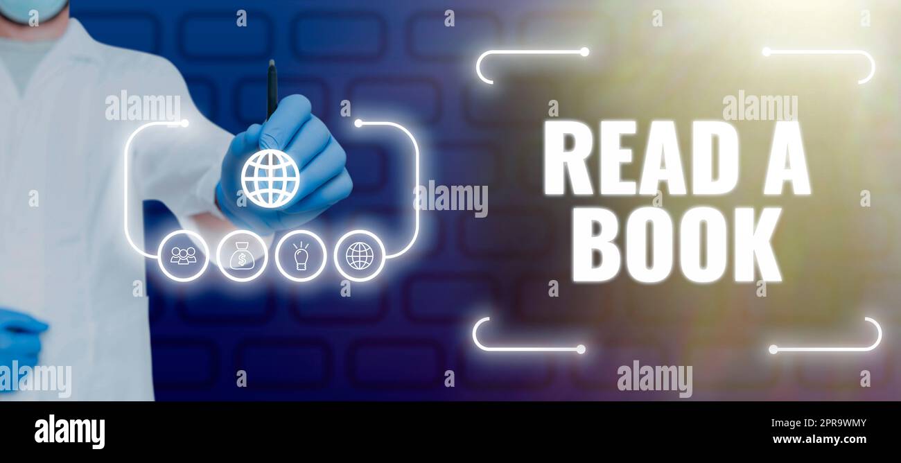 Conceptual caption Read A Book. Internet Concept Enjoy literature ...