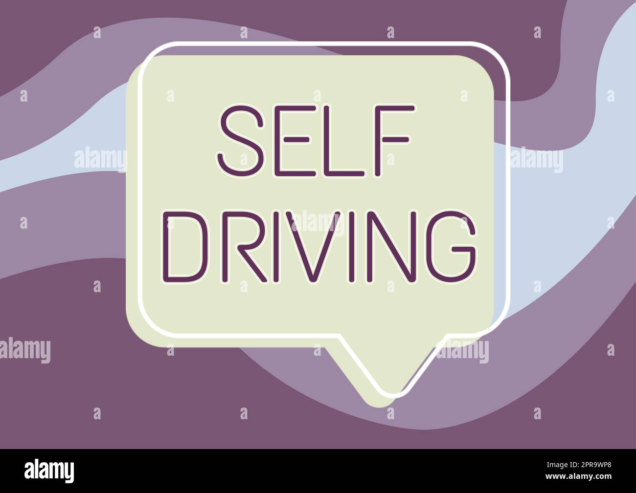 Text sign showing Self Driving, Concept meaning Autonomous vehicle ...