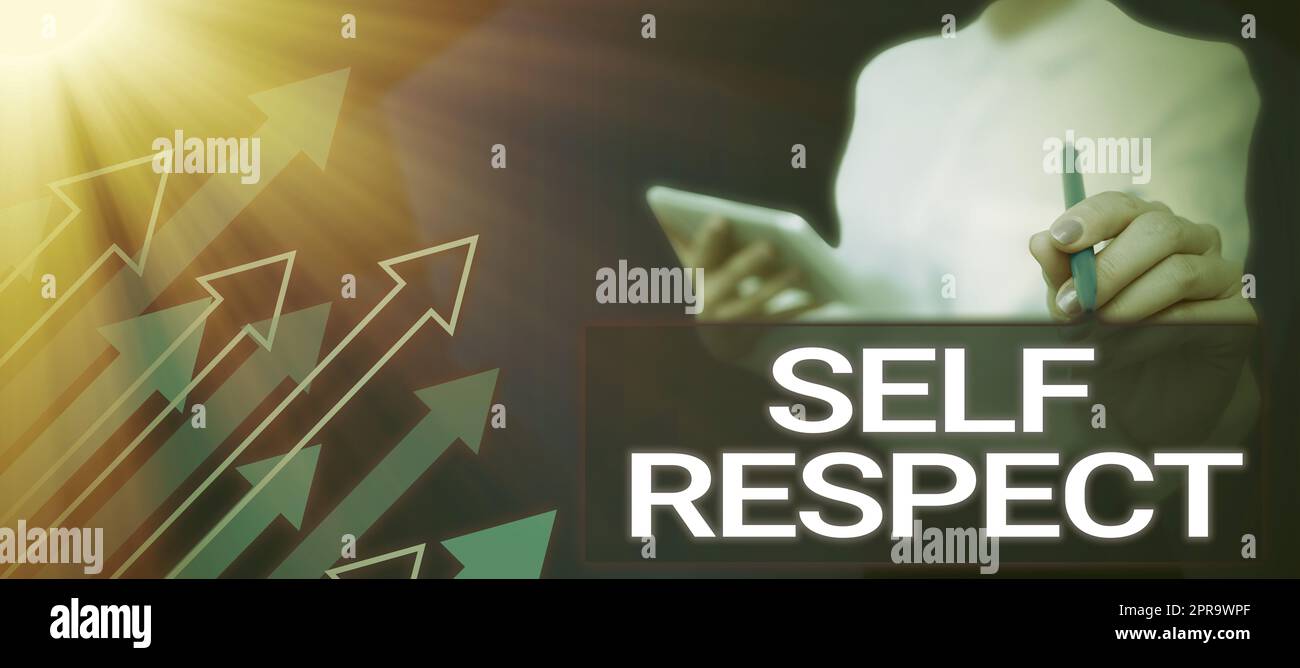 Text caption presenting Self Respect. Business approach Pride and ...