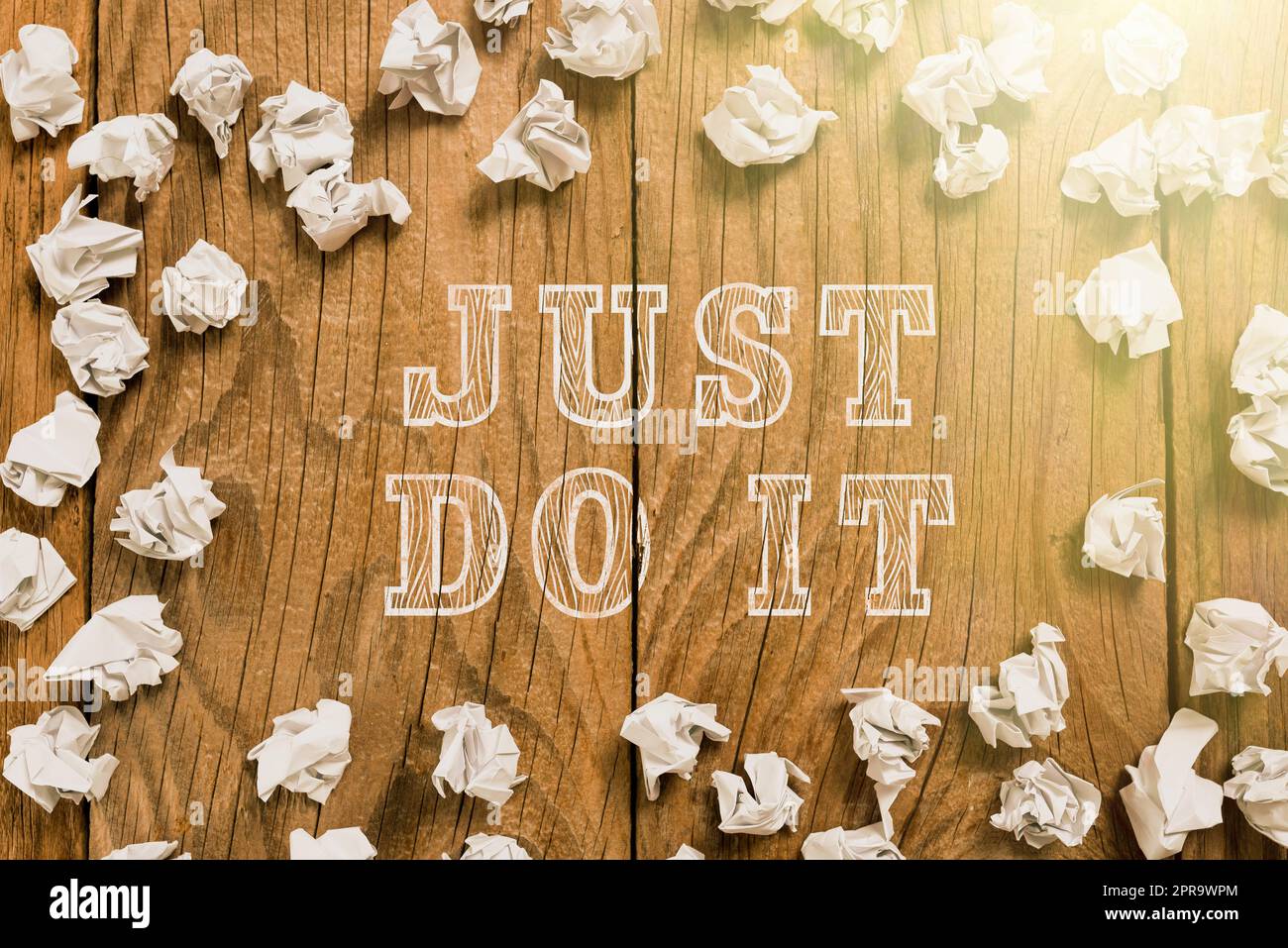 Text sign showing Just Do It. Business showcase Motivation for starting ...