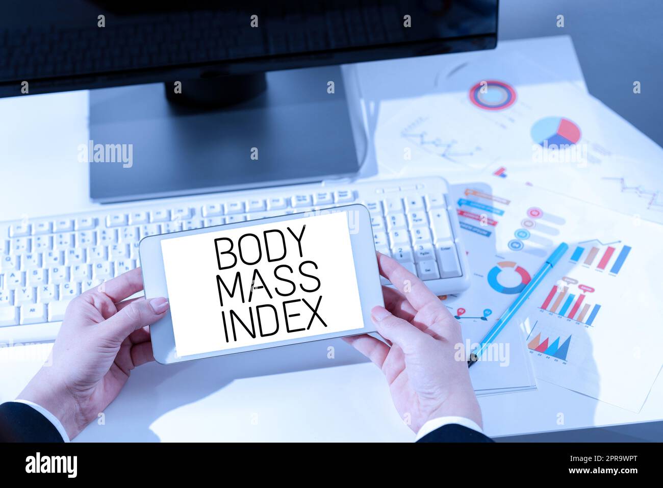 Text caption presenting Body Mass Index. Conceptual photo Value derived ...