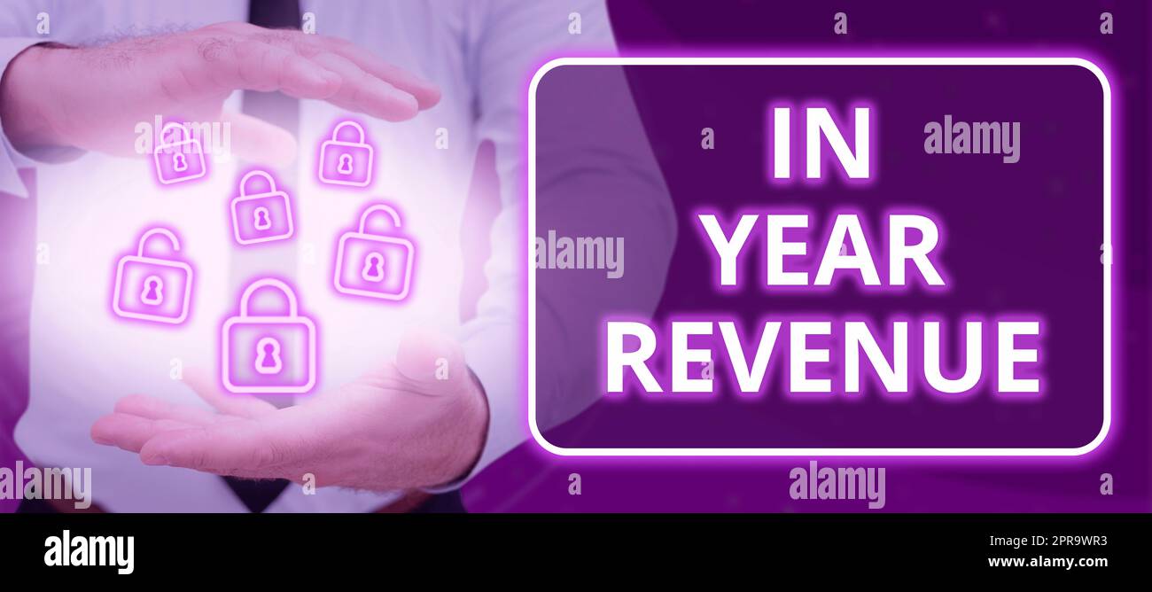 Text caption presenting In Year Revenue. Word Written on Annual ...