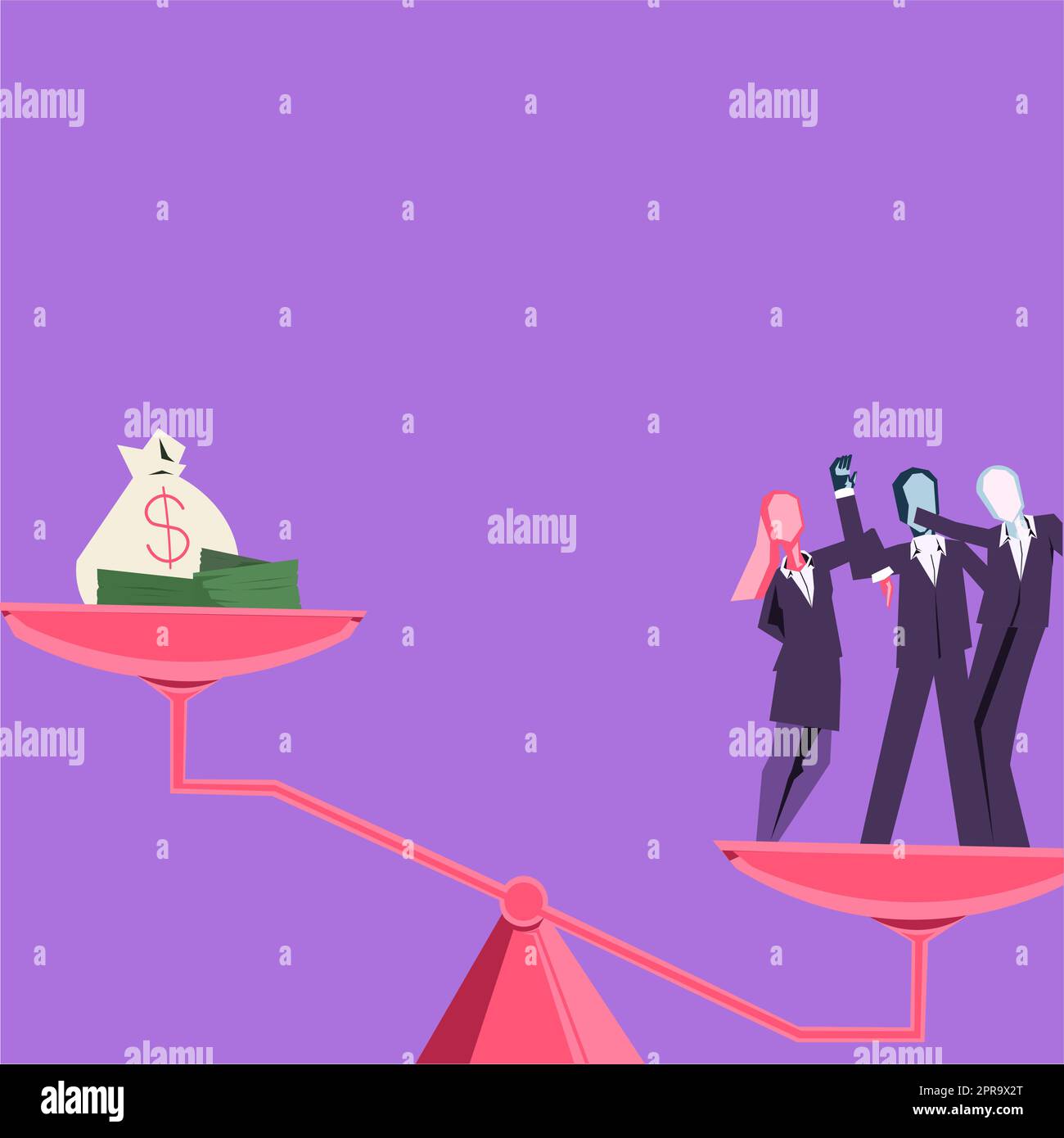 Weight scale presenting workers value over money. Colleagues achieving ...