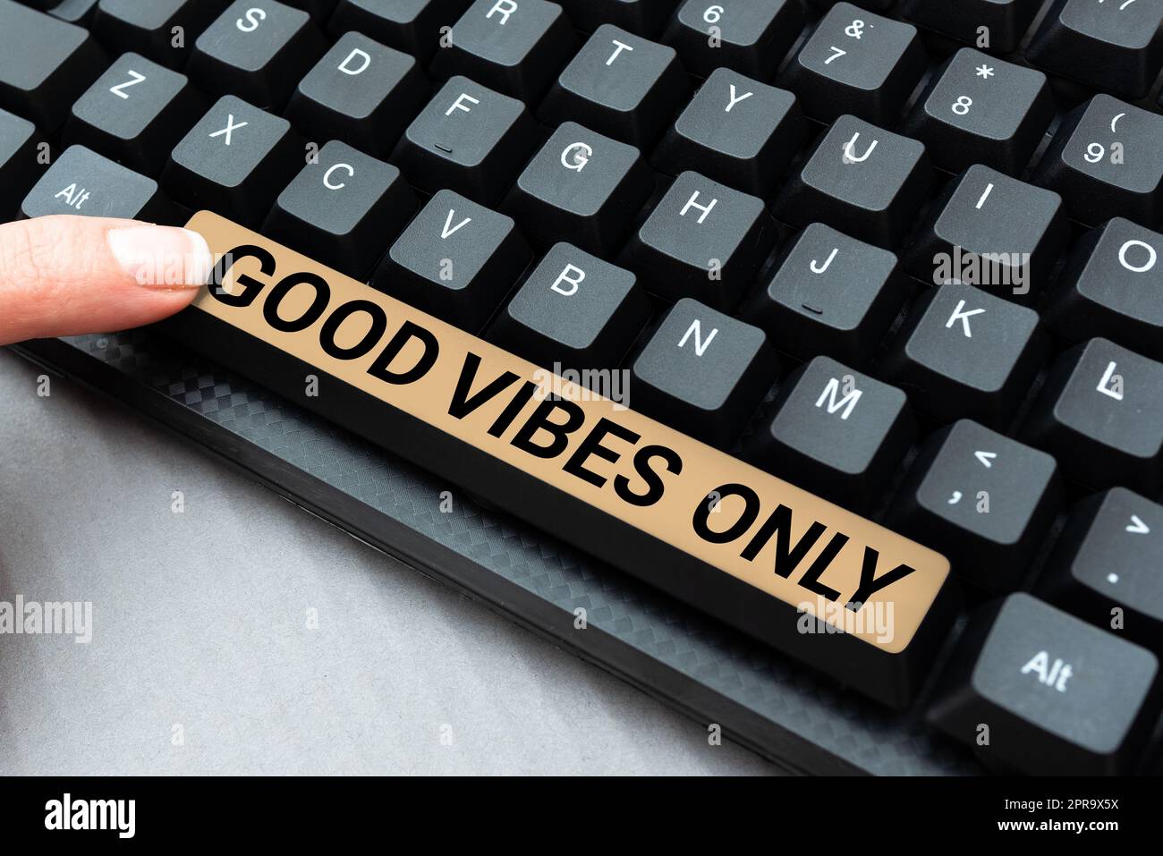Hand writing sign Good Vibes Only. Internet Concept Just positive ...