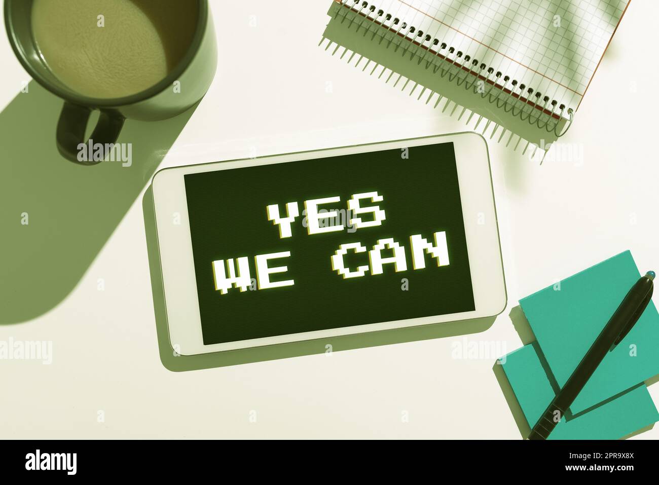 Hand writing sign Yes We Can. Business overview Motivation to do ...