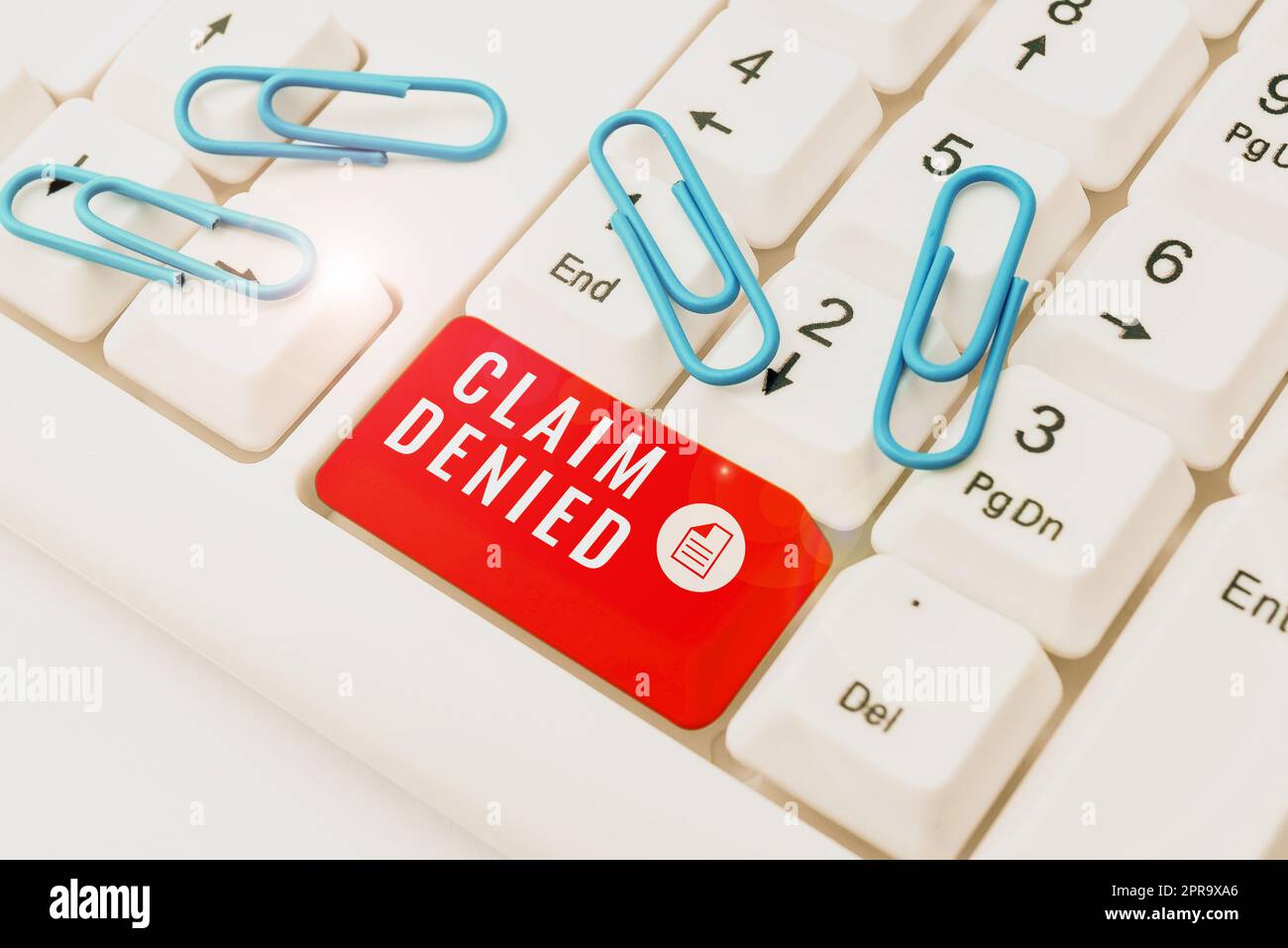 Text caption presenting Claim Denied. Business approach Requested ...