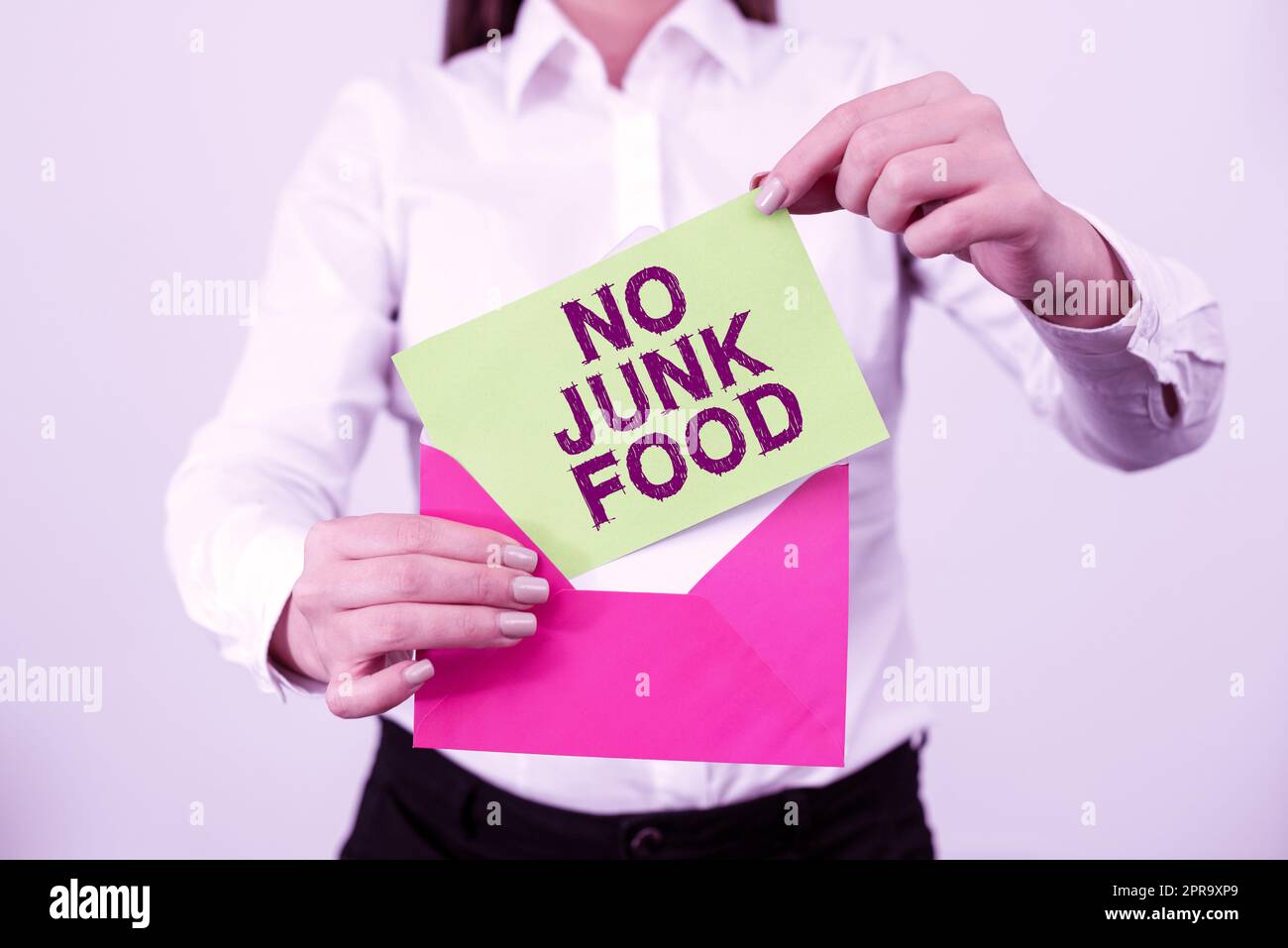 Sign displaying No Junk Food. Word for Stop eating unhealthy things go ...