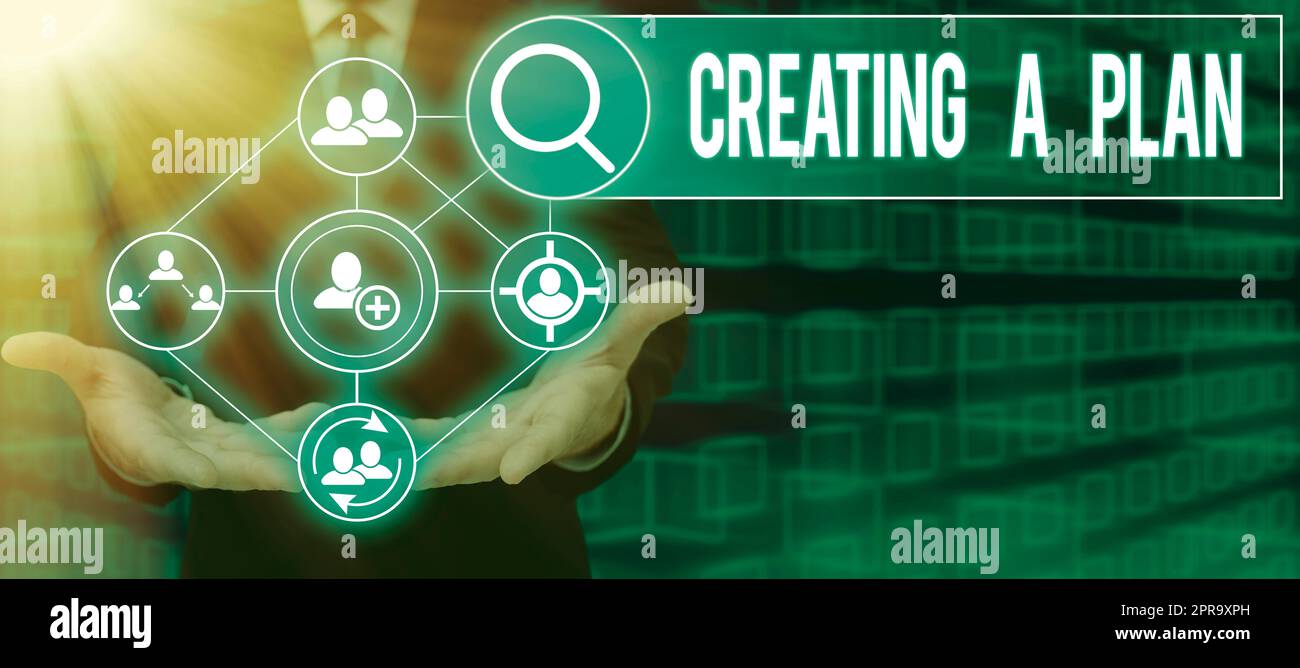 Writing displaying text Creating A Plan. Concept meaning Establish ...