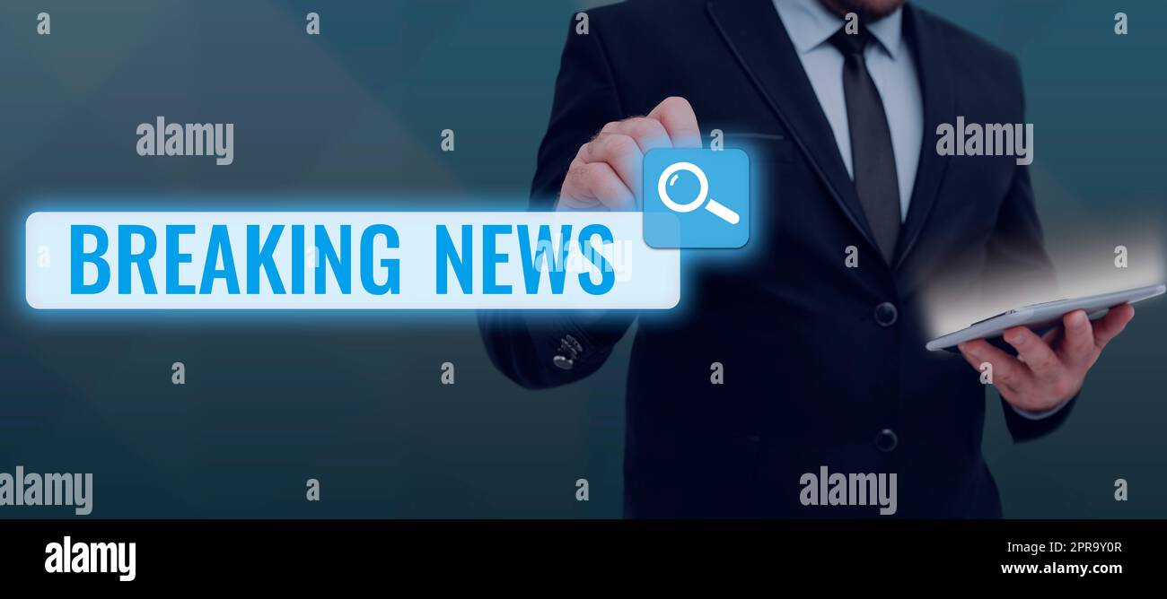 Inspiration showing sign Breaking News. Internet Concept Special Report ...