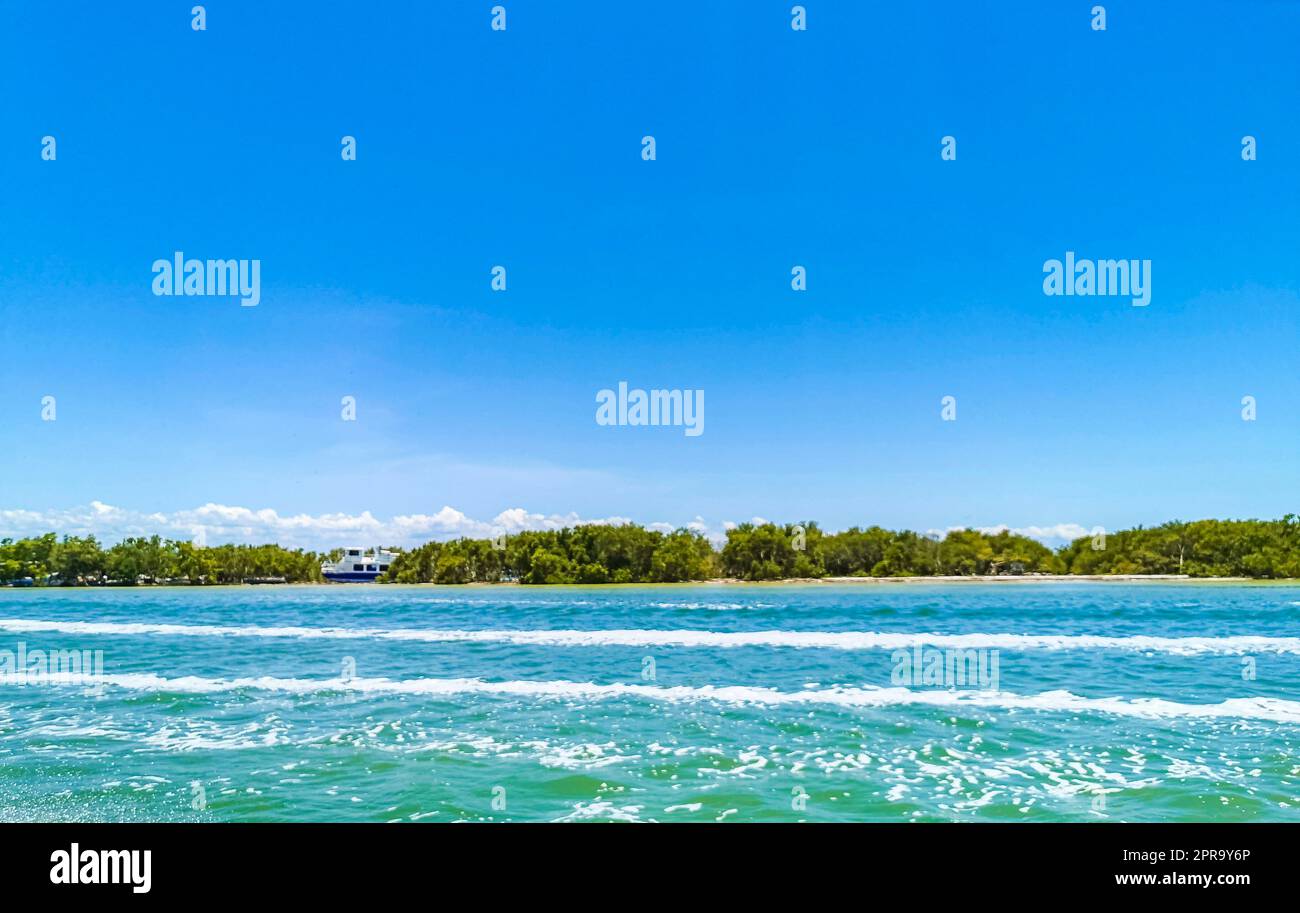 Panorama landscape view Holbox island nature beach turquoise water ...