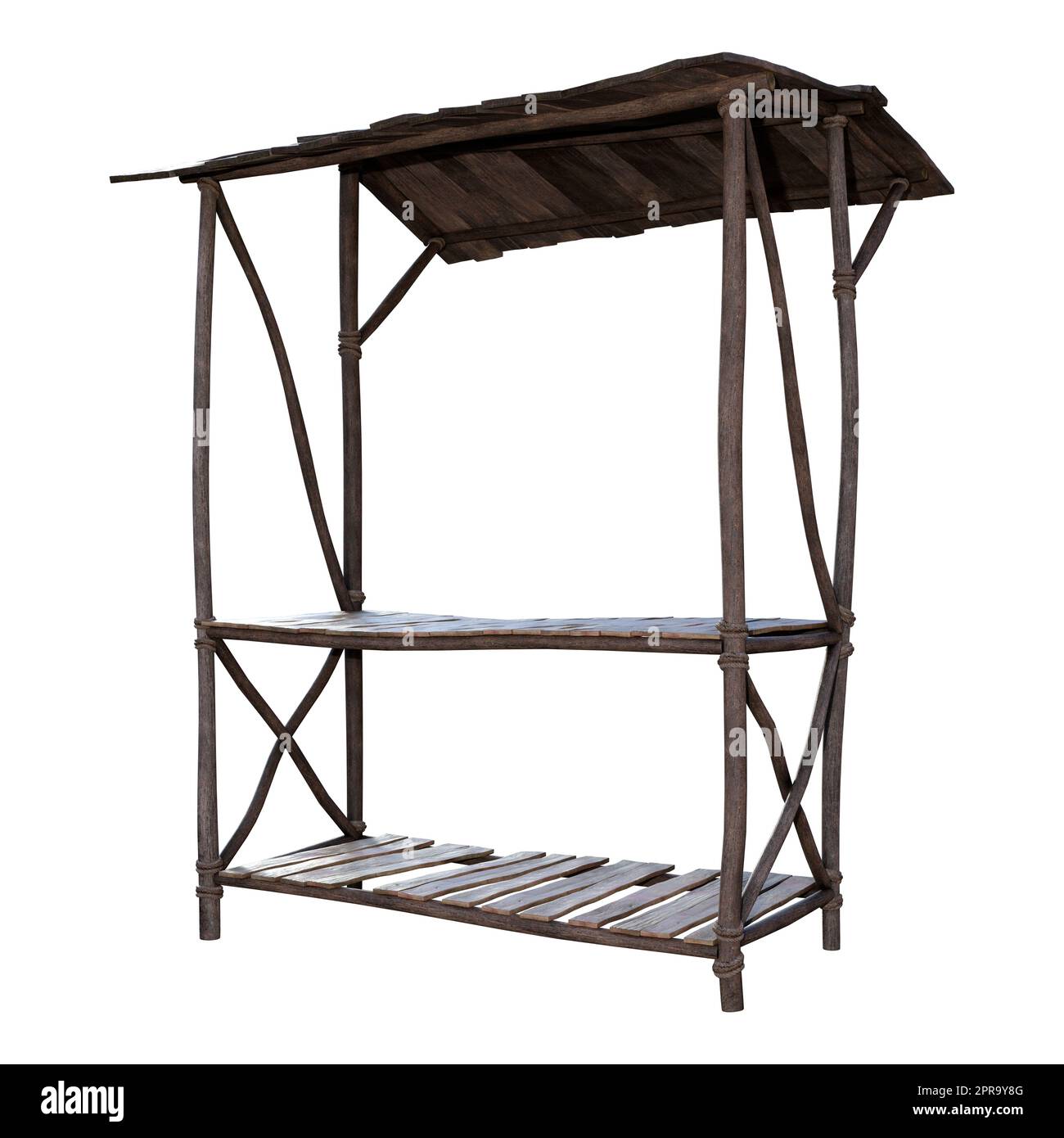 3D rendering of a medieval market stall isolated on white background ...