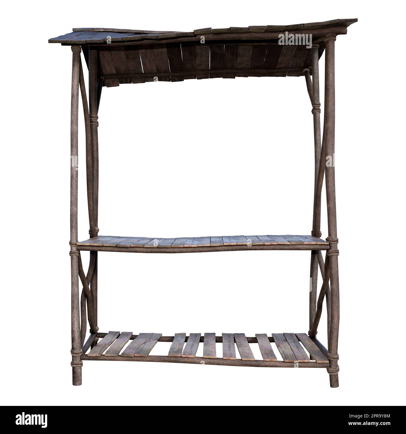3D rendering of a medieval market stall isolated on white background ...