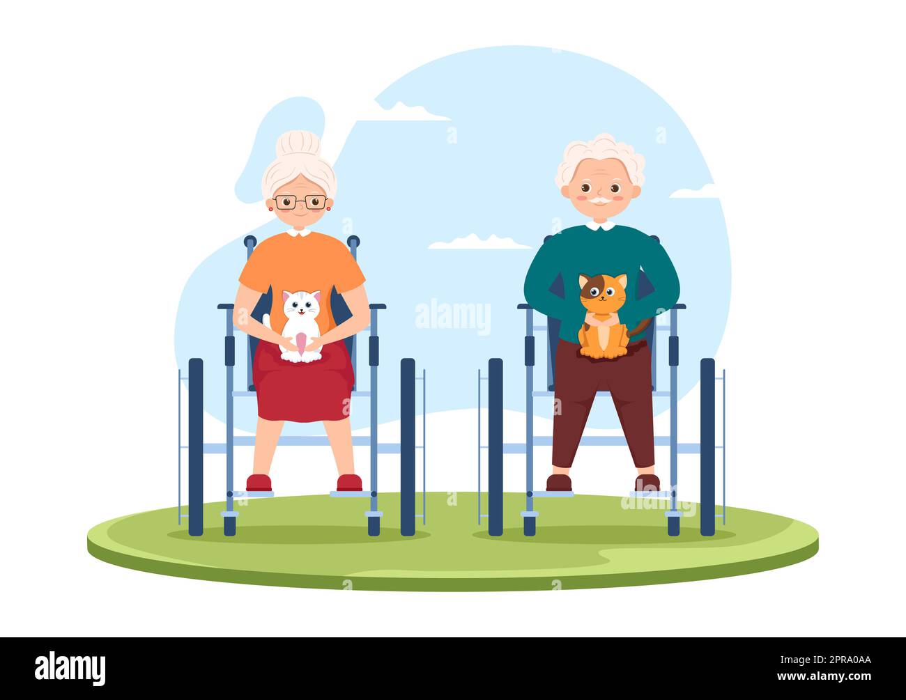 Elderly Care Services Hand Drawn Cartoon Flat Illustration with ...