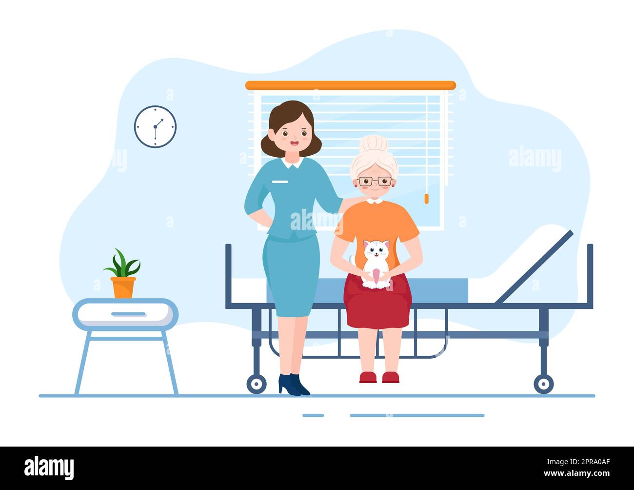 Elderly Care Services Hand Drawn Cartoon Flat Illustration with ...