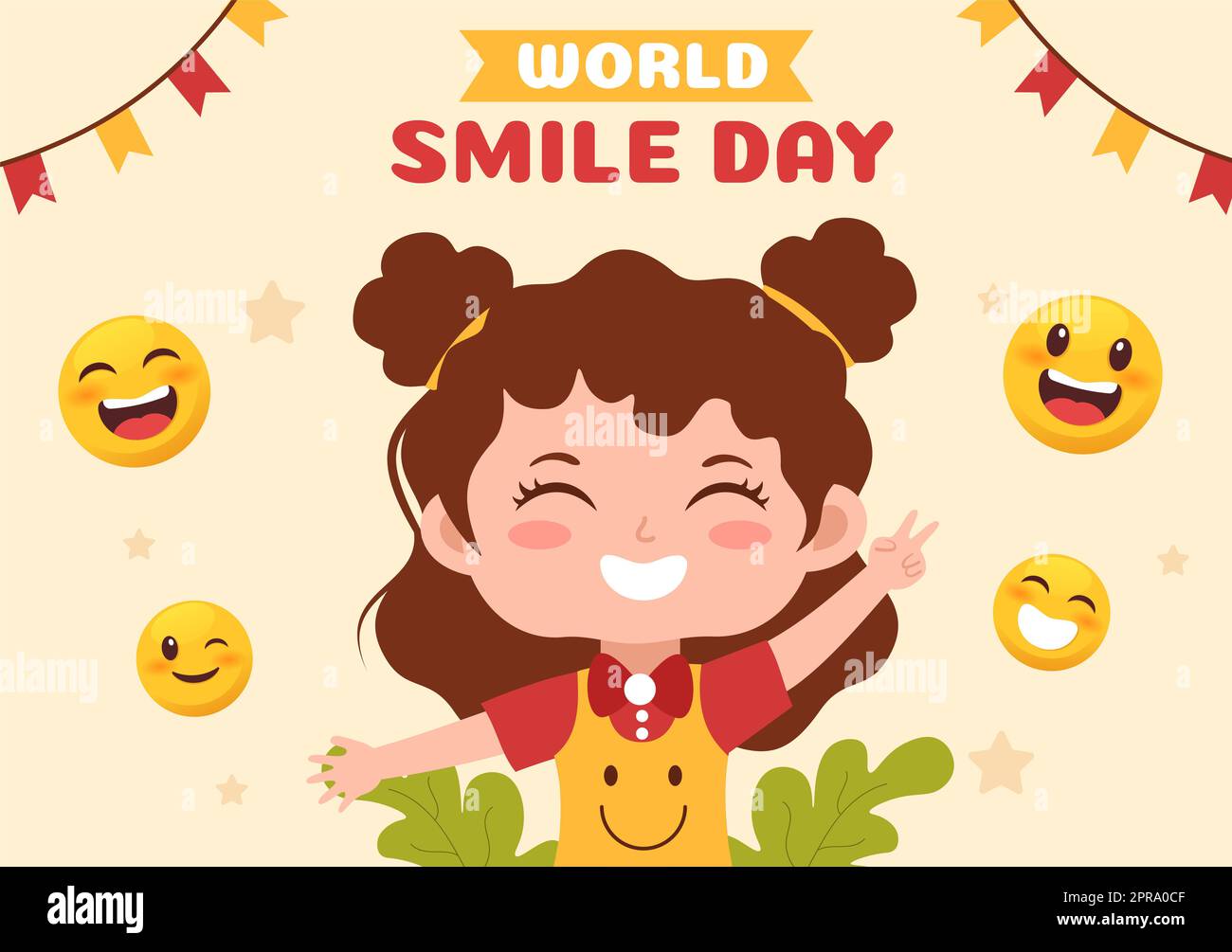 World Smile Day Hand Drawn Cartoon Illustration with Smiling Children ...