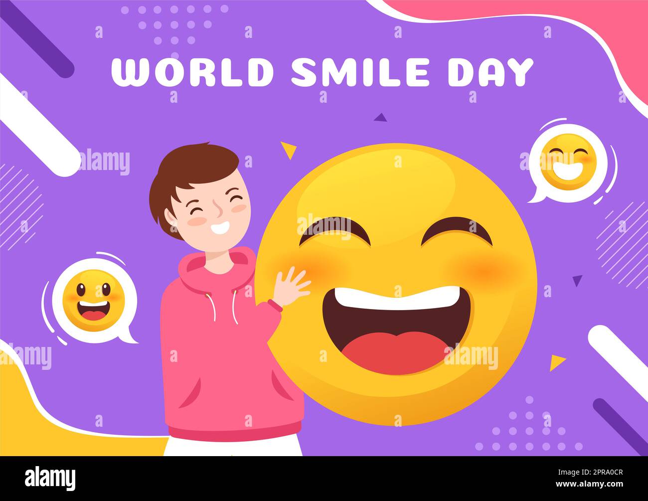 World Smile Day Hand Drawn Cartoon Illustration with Smiling Youth and ...