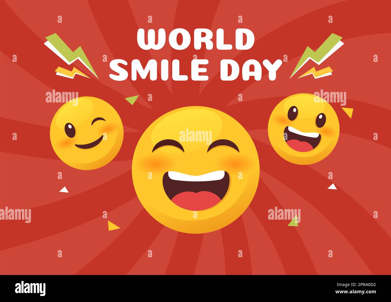 World Smile Day Hand Drawn Cartoon Illustration with Smiling Expression ...