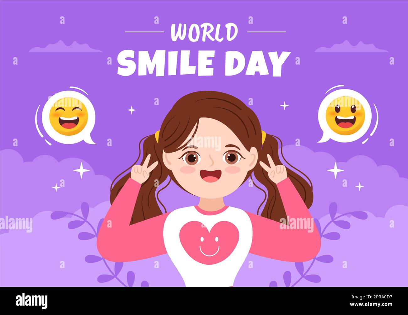 World Smile Day Hand Drawn Cartoon Illustration with Smiling Youth and ...