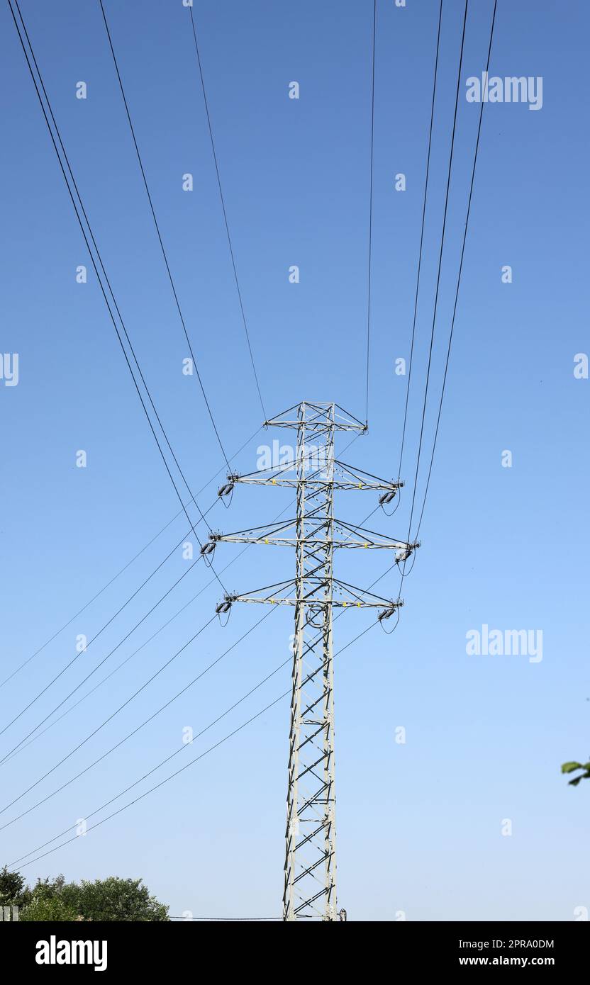 Pole high voltage power lines hi-res stock photography and images - Alamy