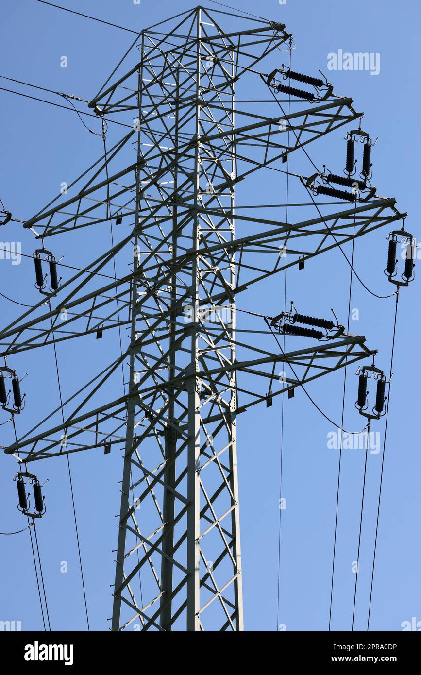 high voltage power pole and lines Stock Photo - Alamy