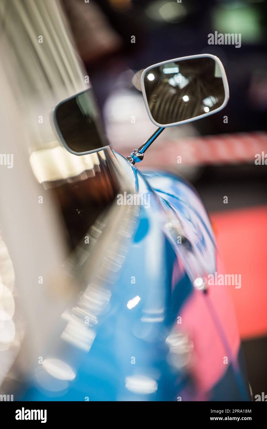 Rectangular rear view mirror on a vintage car Stock Photo - Alamy