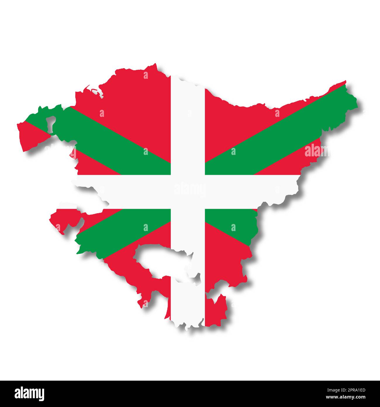 A Basque flag map on white background 3d illustration with clipping ...