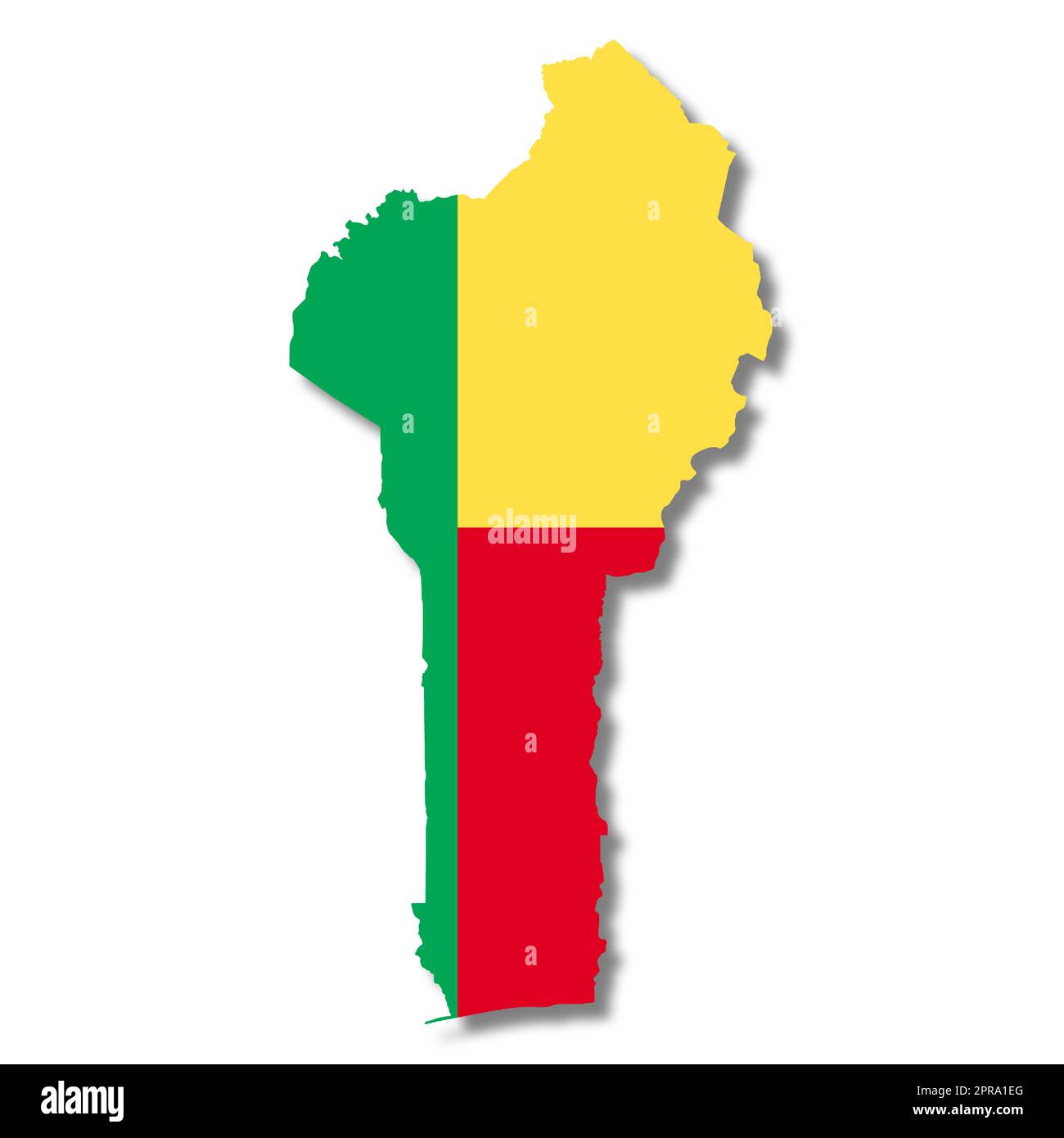A Benin flag map on white background 3d illustration with clipping path ...