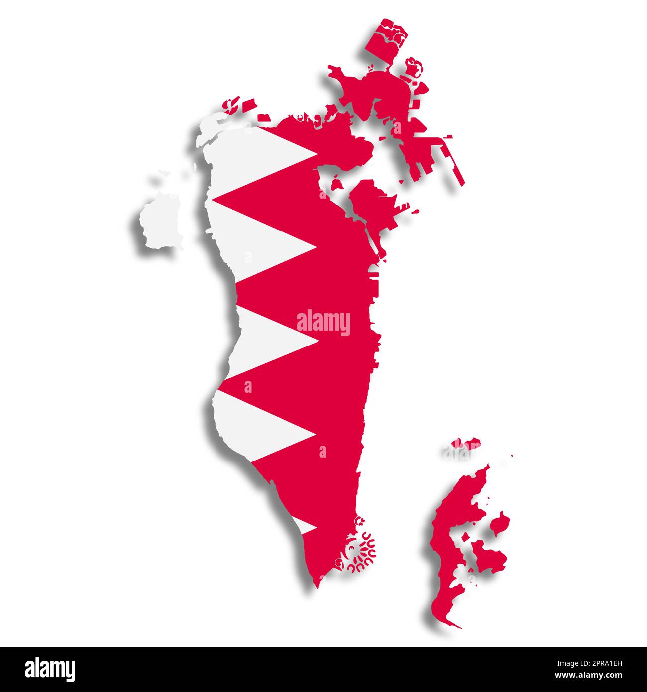 A Bahrain flag map on white background 3d illustration with clipping ...
