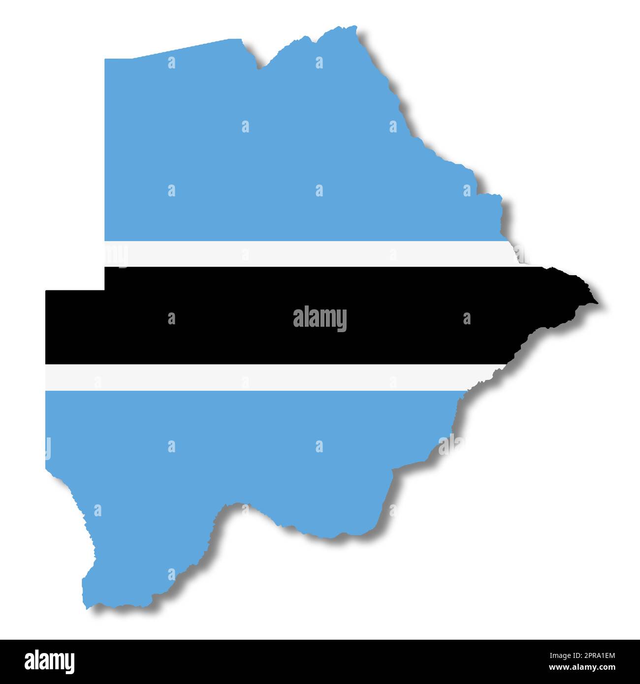 A Botswana flag map on white background 3d illustration with clipping ...