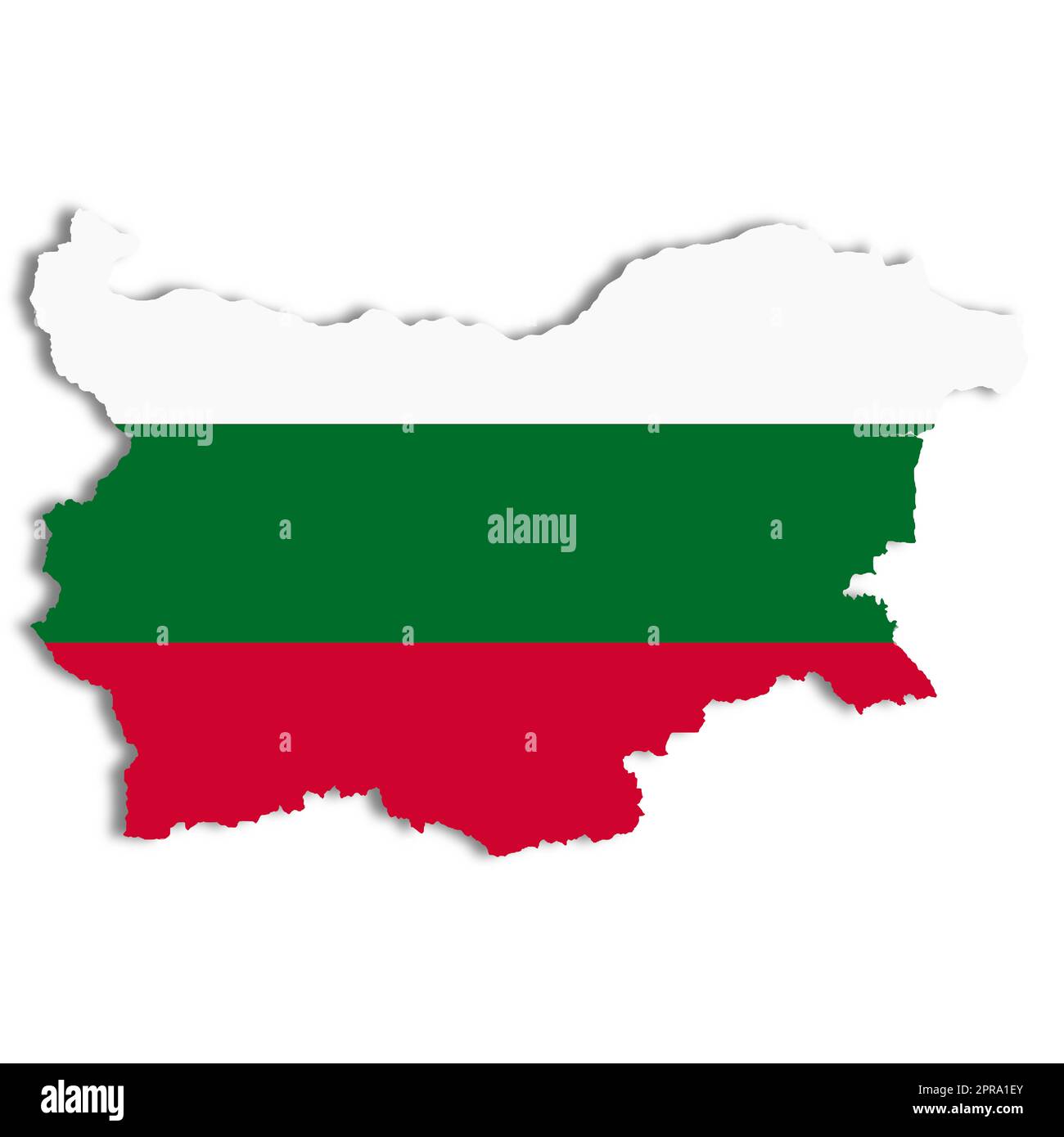 A Bulgaria flag map on white background 3d illustration with clipping ...