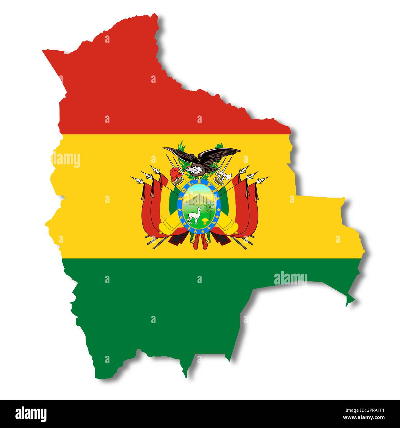A Bolivia flag map on white background 3d illustration with clipping ...