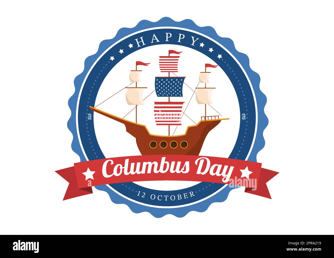 Happy Columbus Day National Holiday Hand Drawn Cartoon Illustration ...