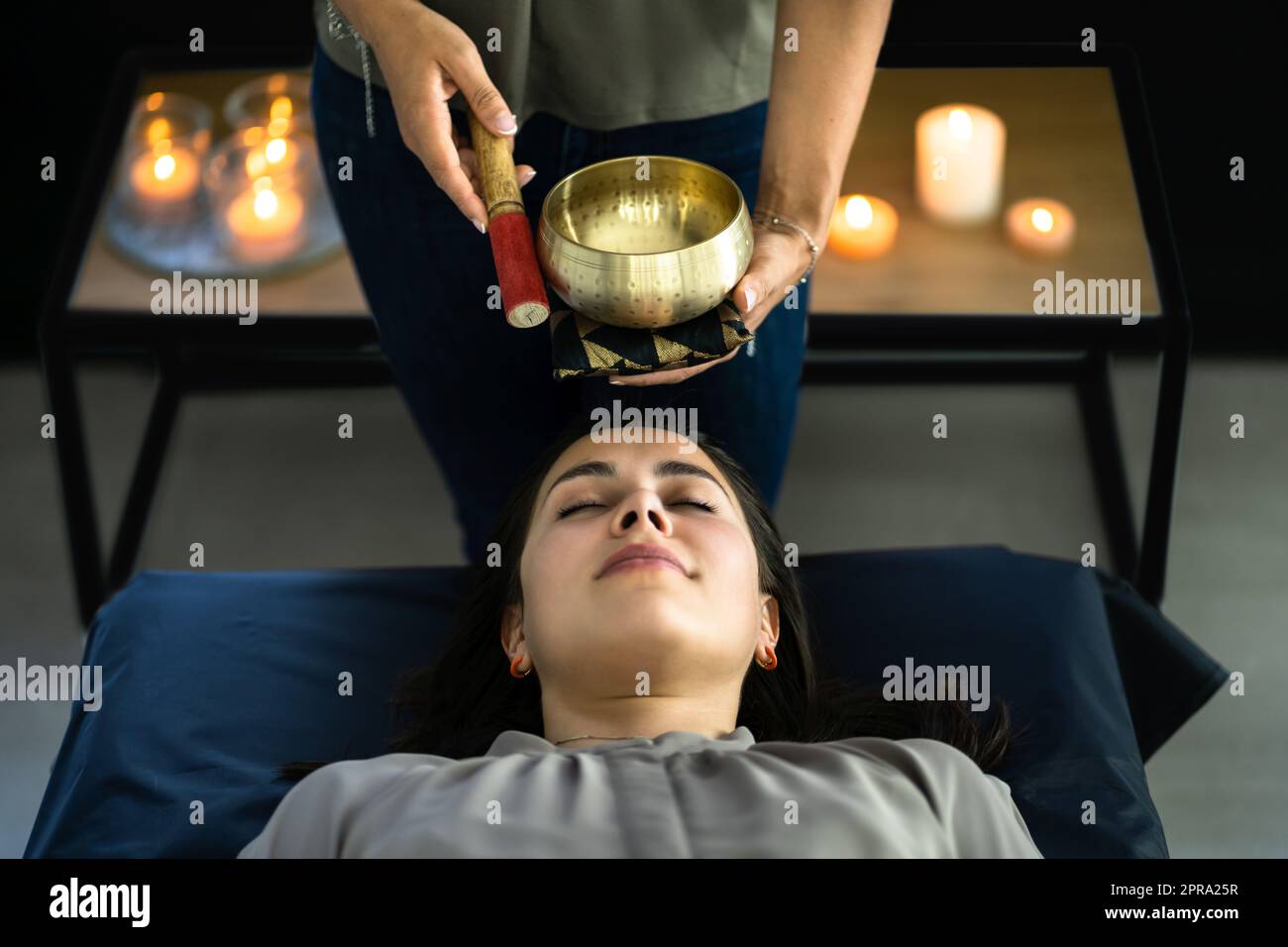 Tibetan Meditation And Relaxation Therapy Stock Photo - Alamy