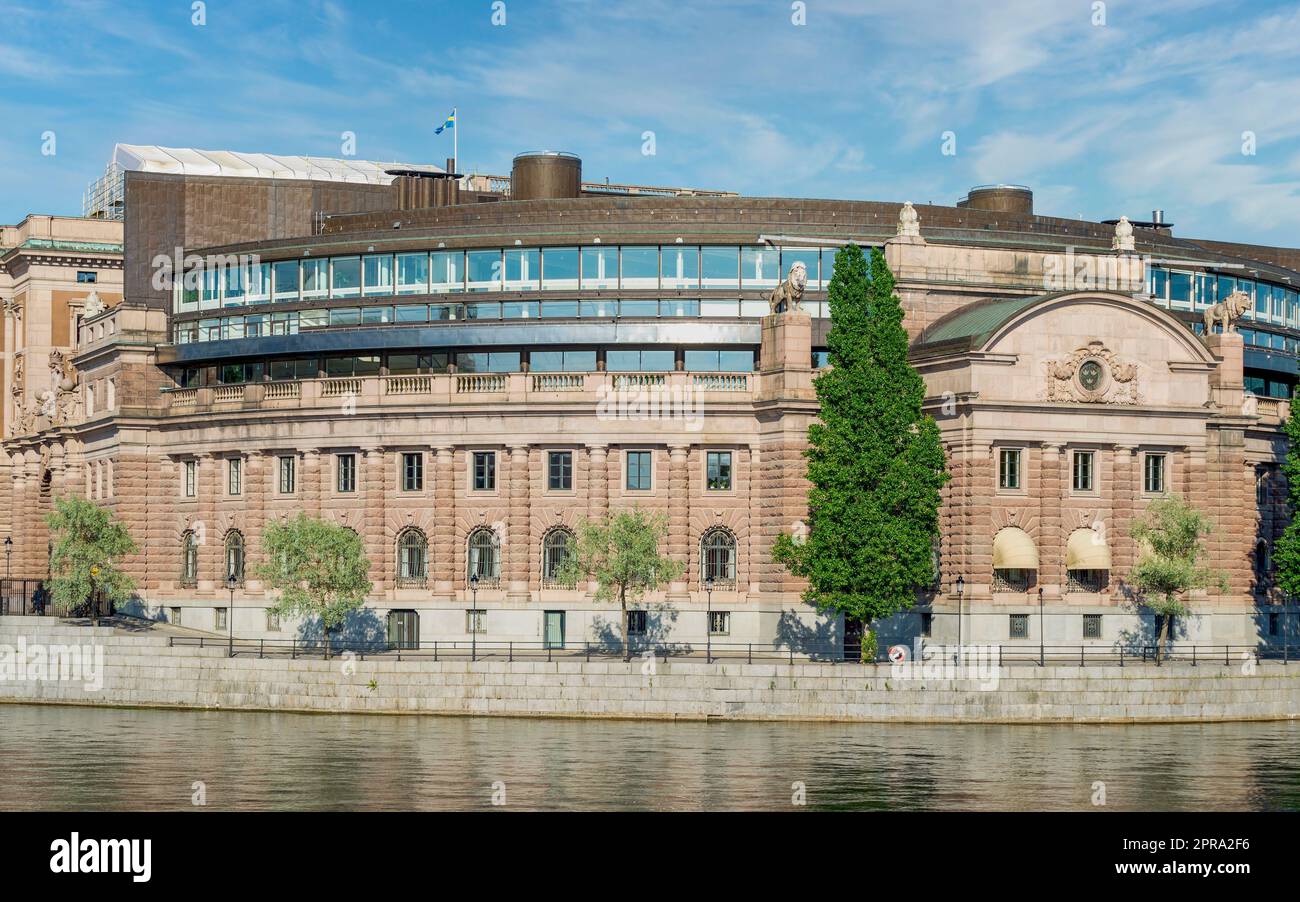 Riksdagshuset, the Swedish Parliament House, located on the island of Helgeandsholmen, Gamla ...