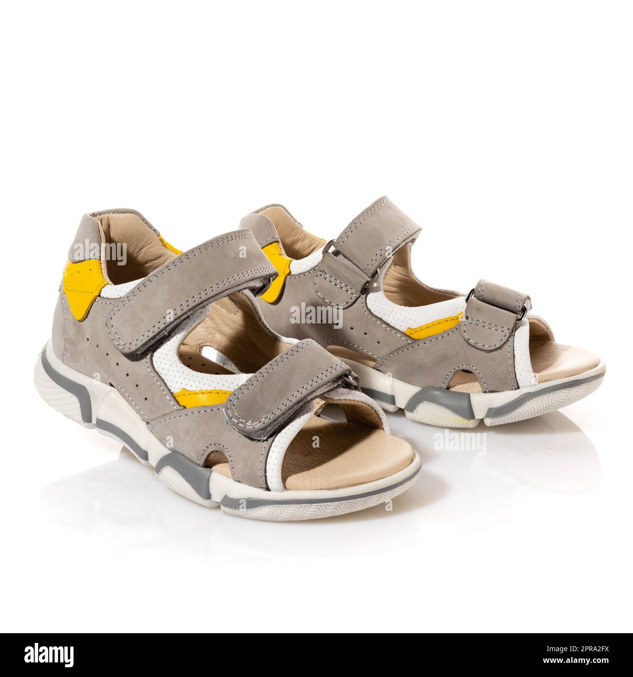 Pair of children's comfortable sports sandals isolated on white ...