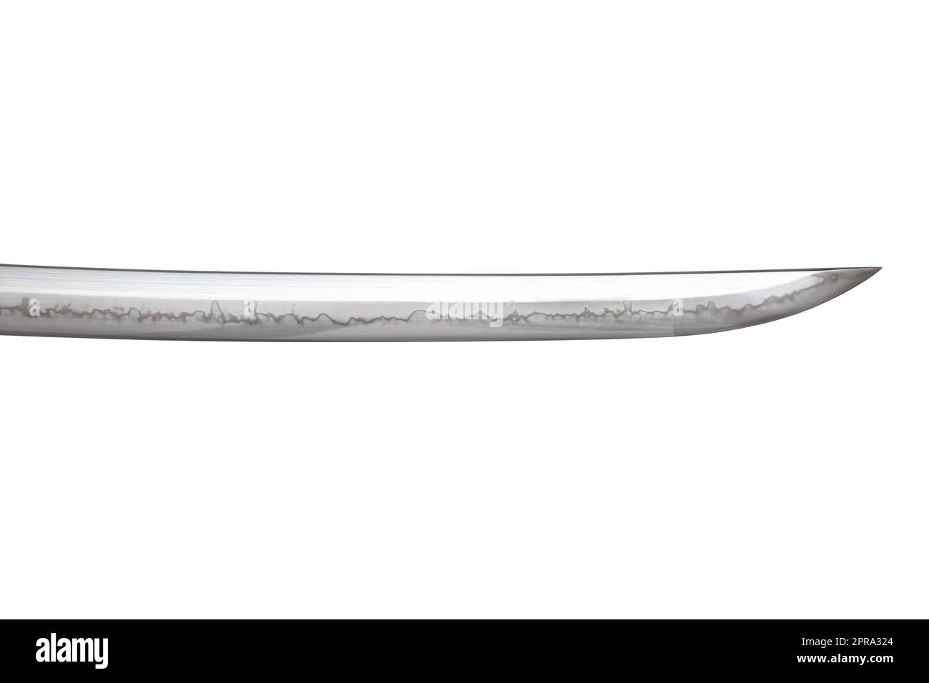 Japanese sword blade (made in China) on white background. Soft focus ...