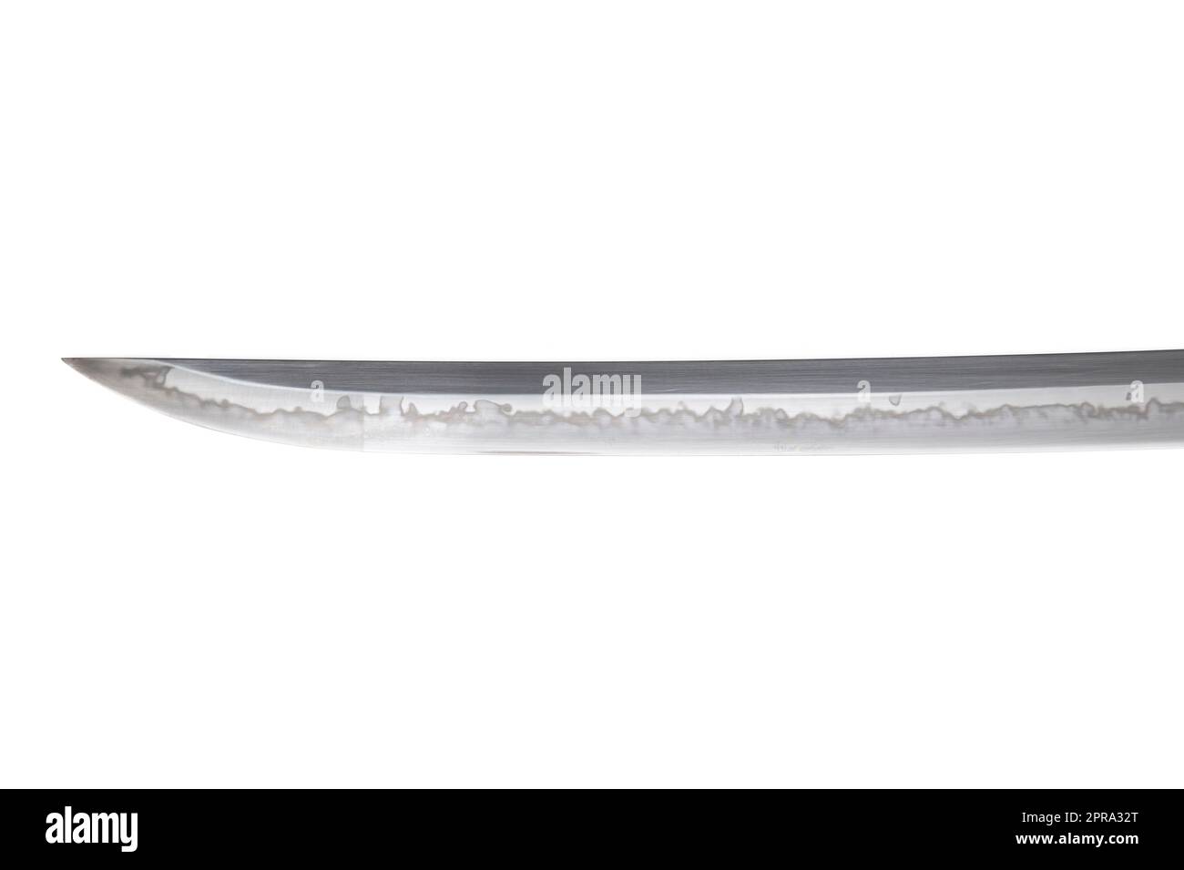 Japanese sword blade (made in China) on white background. Soft focus ...