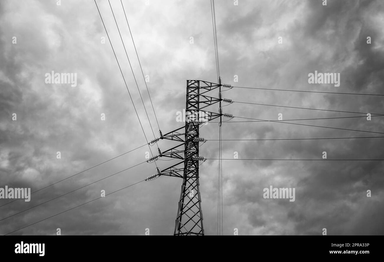 Electrical tower in a storm Stock Photo - Alamy