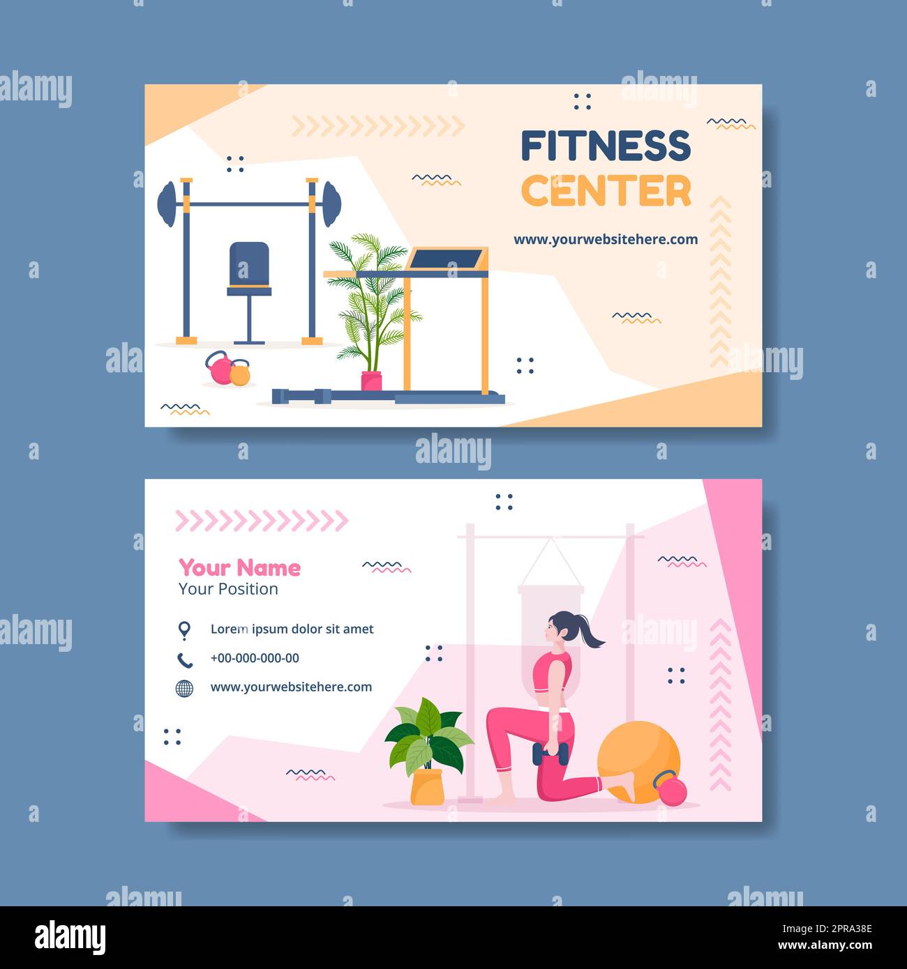 Fitness Training Card Horizontal Template Hand Drawn Cartoon Flat ...