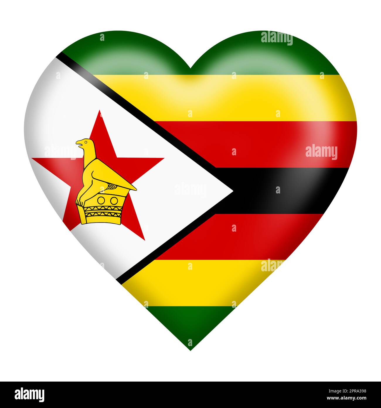 A Zimbabwe flag heart button 3d illustration isolated on white with ...