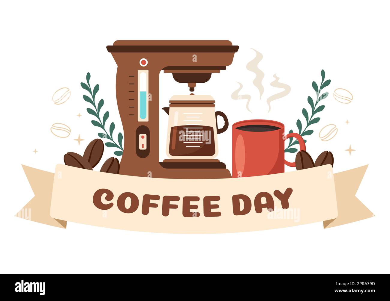 International Coffee Day on 1st October Hand Drawn Cartoon Flat ...