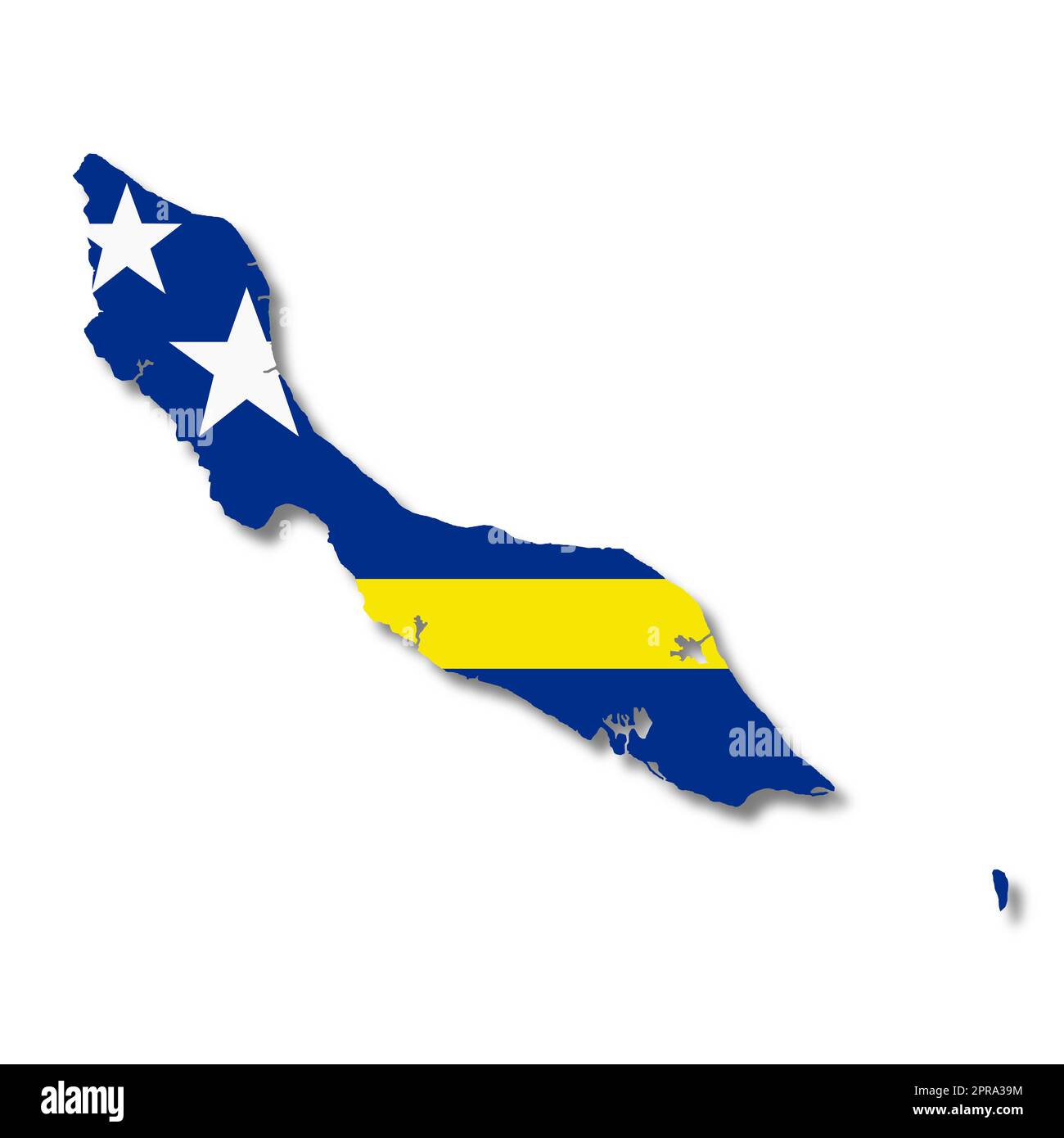 A Curacao flag map on white background 3d illustration with clipping ...
