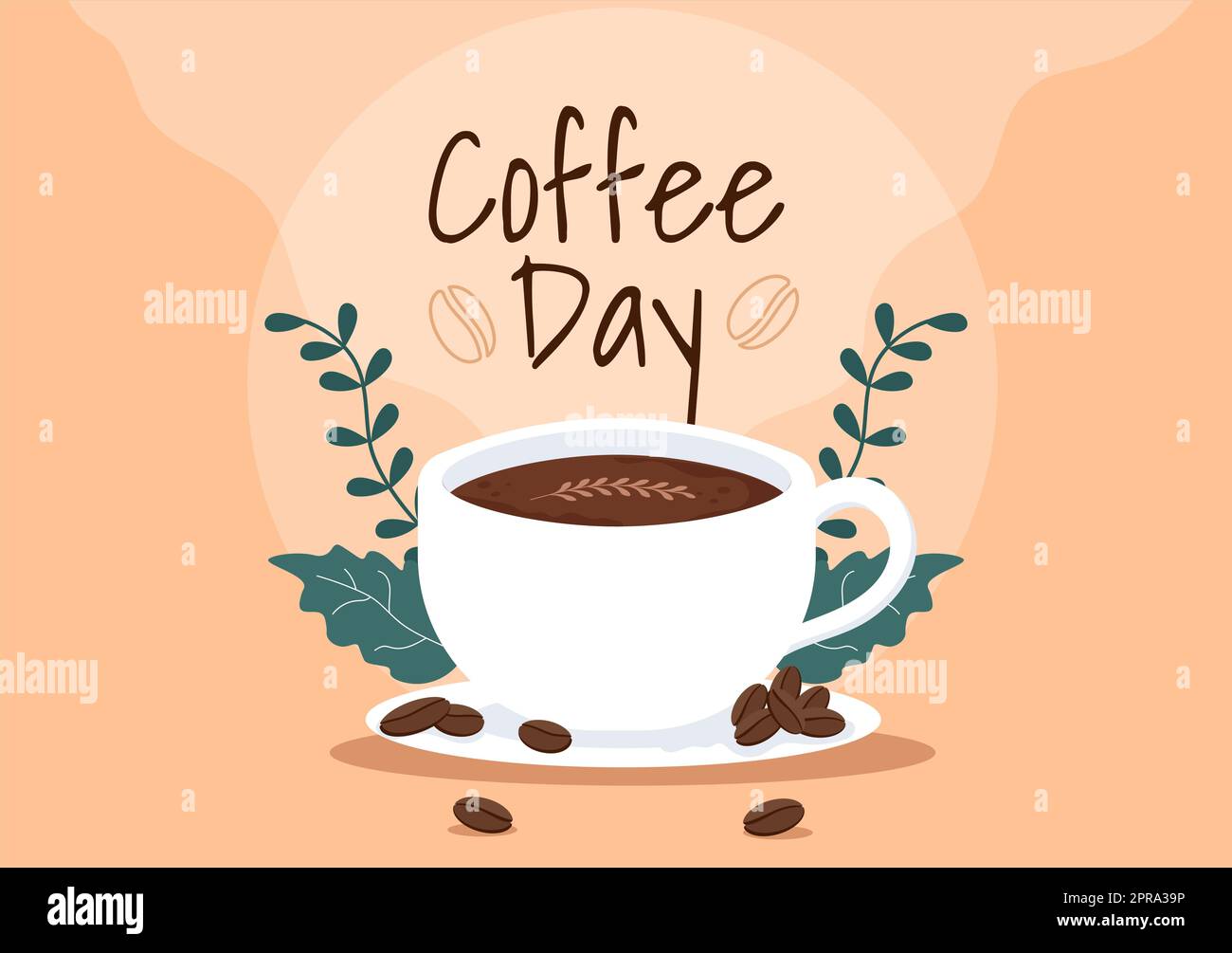 International Coffee Day on 1st October Hand Drawn Cartoon Flat ...