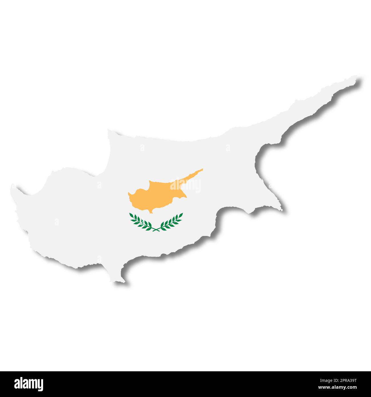 A Cyprus flag map on white background 3d illustration with clipping ...